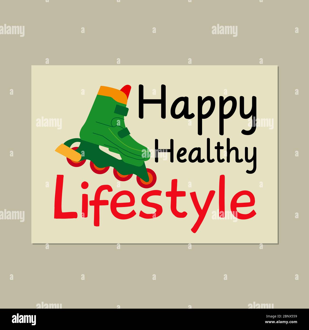 Healthy lifestyle card design with rollers vector illustration Stock ...