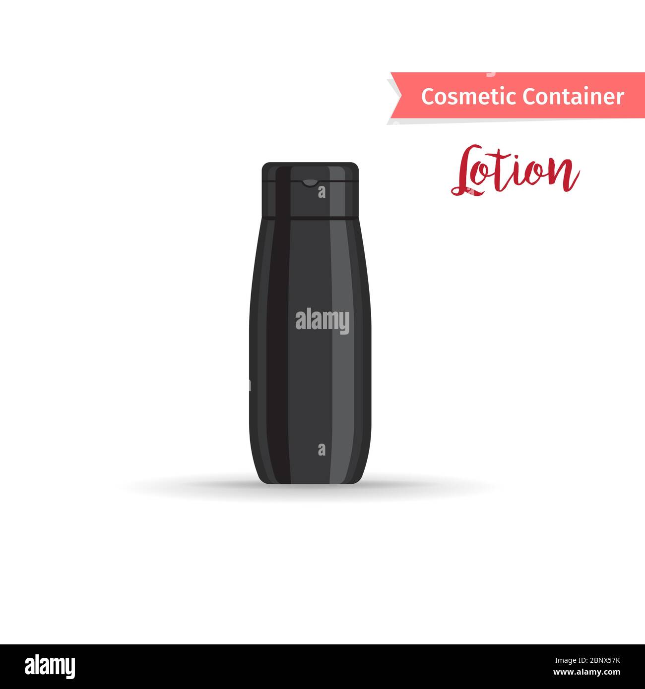 Cosmetic container. Realistic black bottle for lotion with hand drawn ...