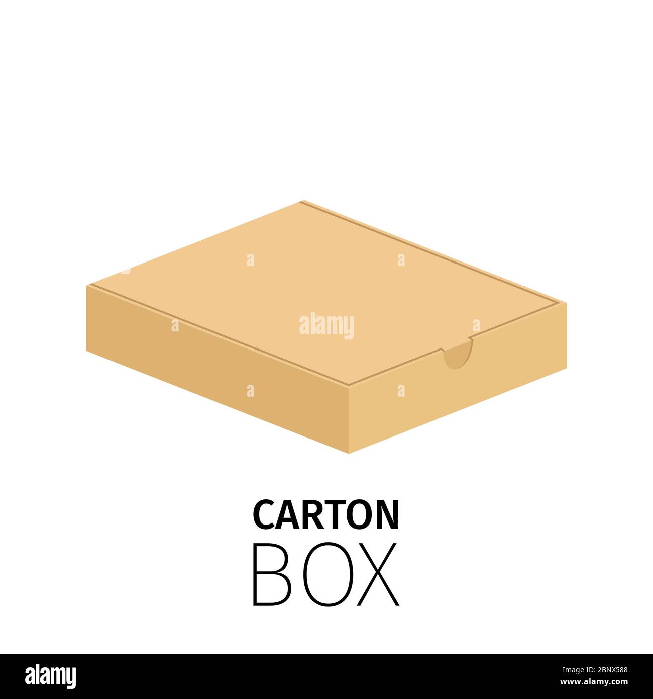Carton rectangular low box pack. Vector flat item isolated on white ...