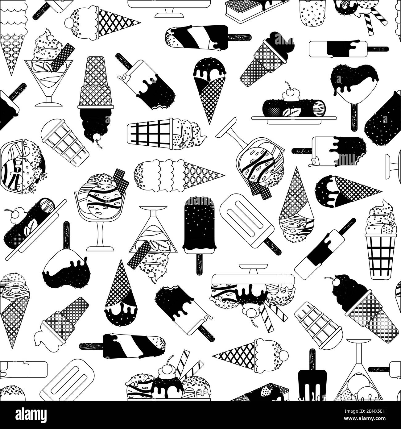 Cartoon drawing ice cream cone Black and White Stock Photos & Images ...