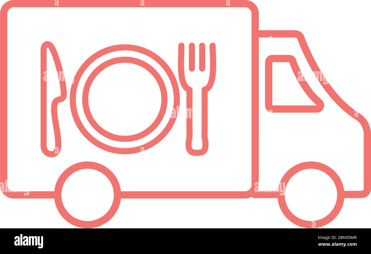 Cutlery inside truck line style icon vector design Stock Vector Image ...