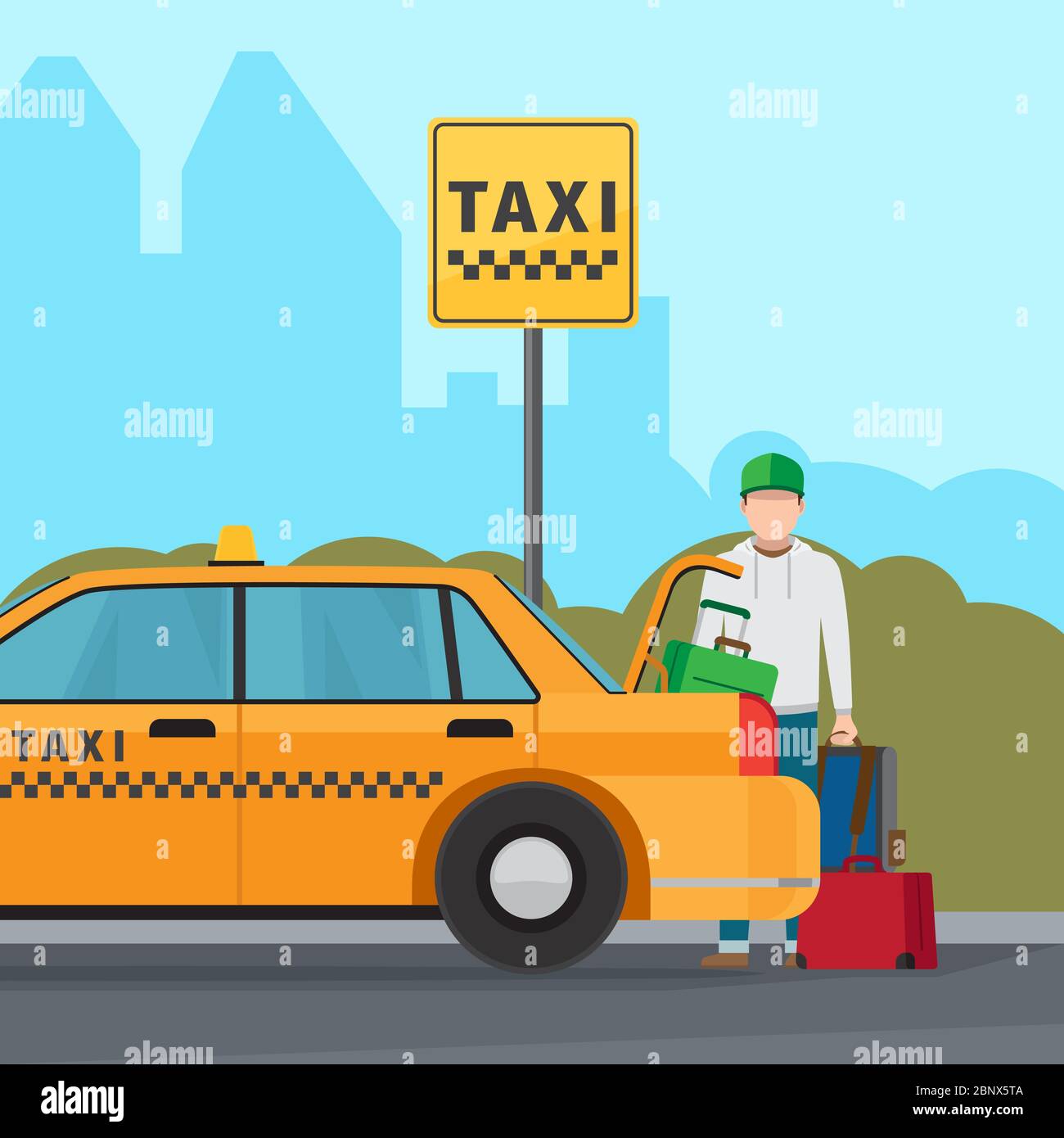 Taxi city transportation service vector concept colorful illustration ...