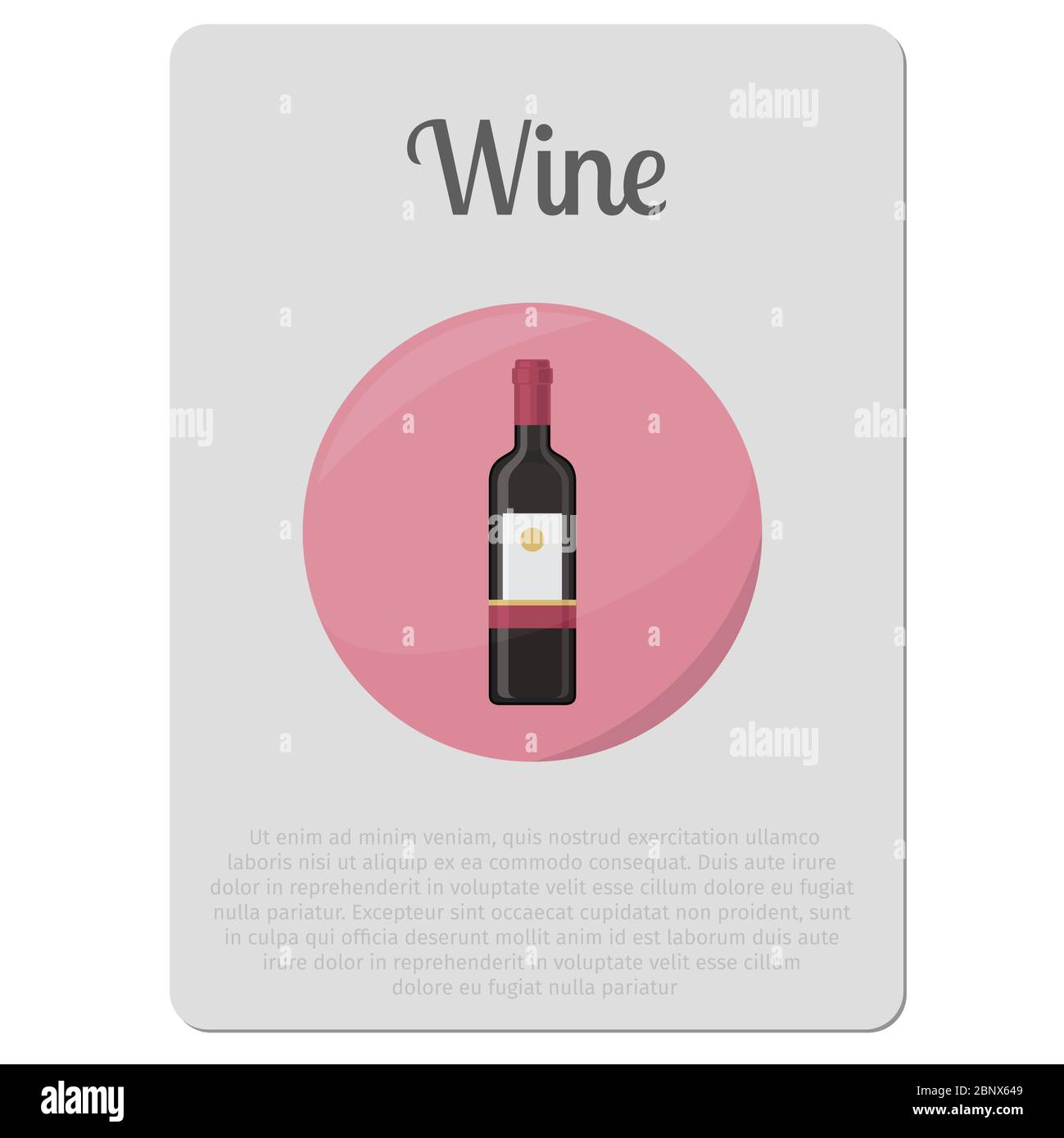 Wine alcohol. Sticker with bottle and description vector illustration ...