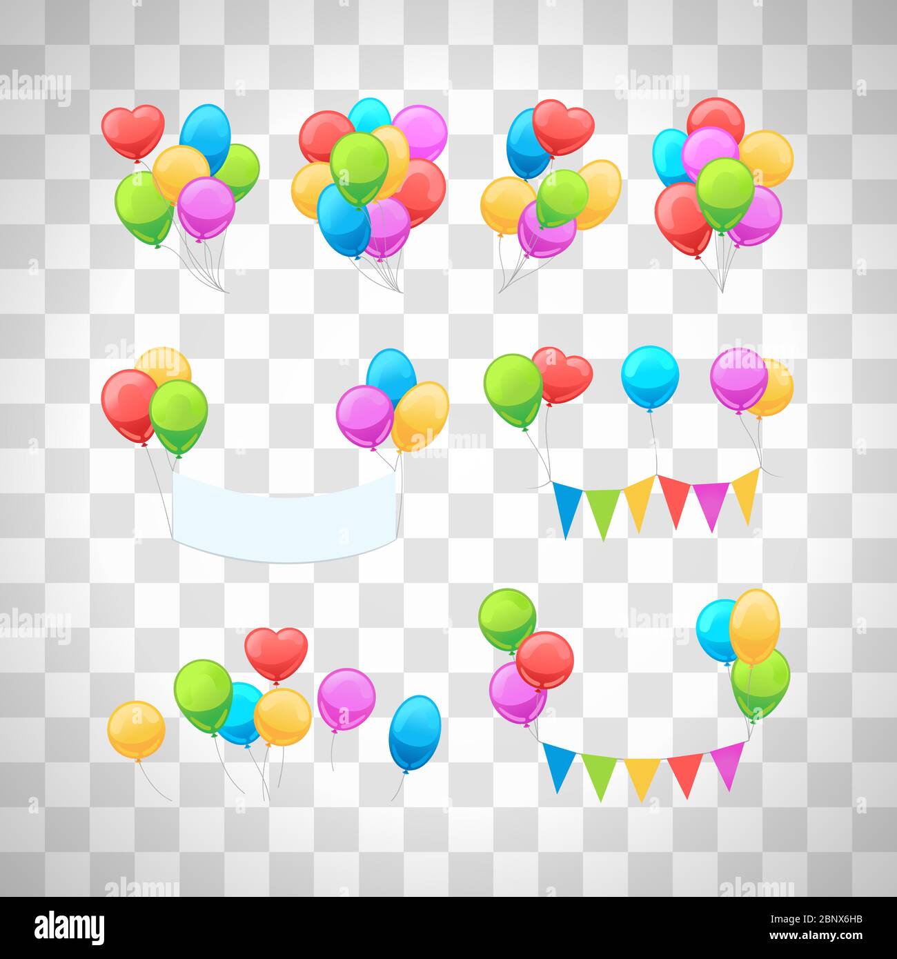 Vector glossy balloons set isolated on transparent background for party ...