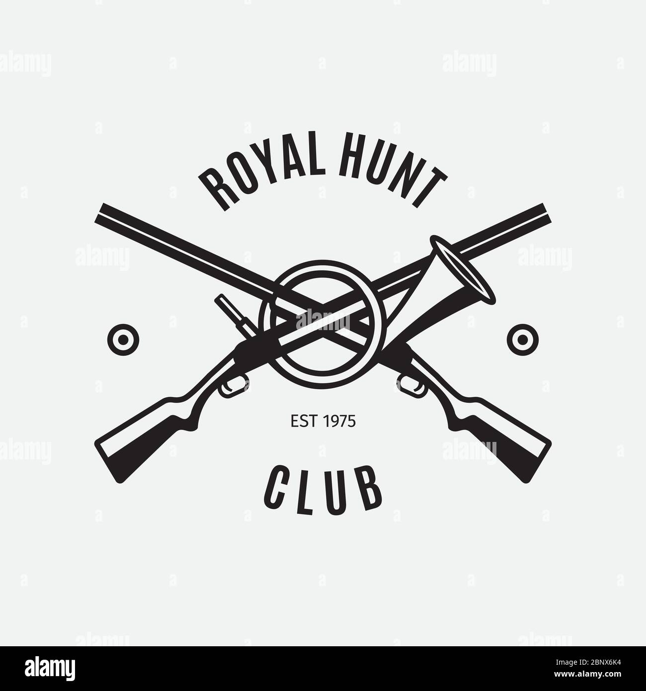 Vintage style vector hunt club logo with hunting rifles on white ...