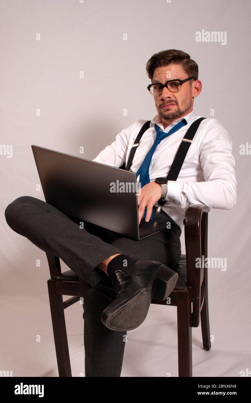 modern nerdy man with glasses Stock Photo - Alamy
