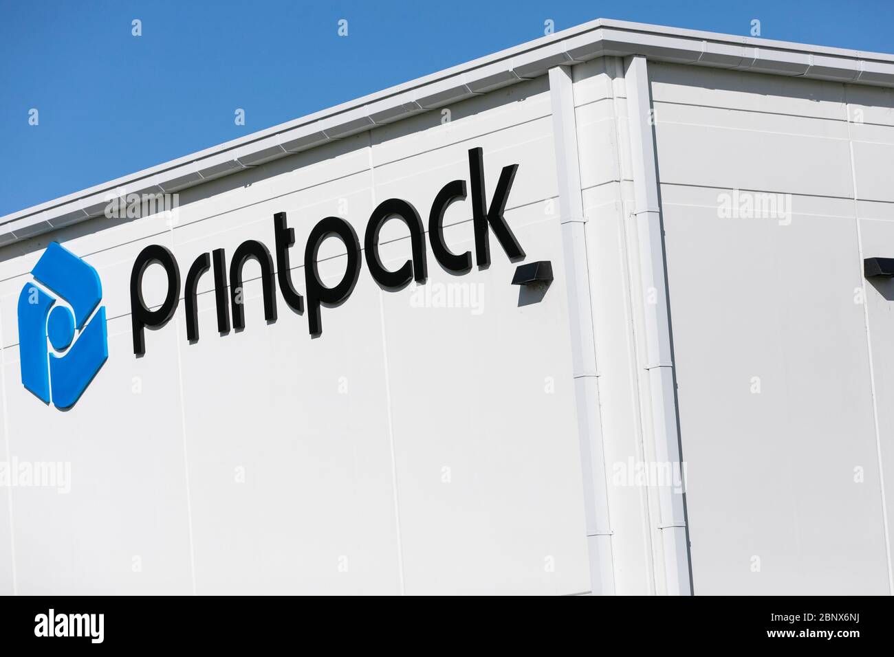 A logo sign outside of a facility occupied by Printpack in Newport News ...