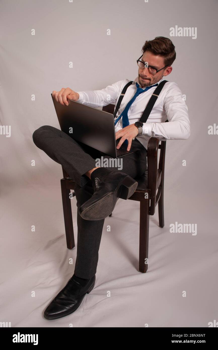 modern nerdy man with glasses Stock Photo - Alamy