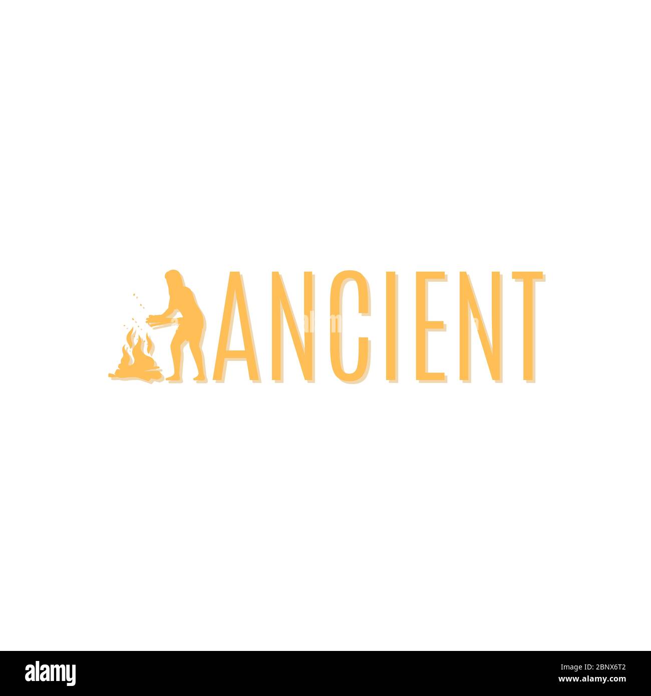 Ancient logo design with silhouette of woman making fire, isolated ...
