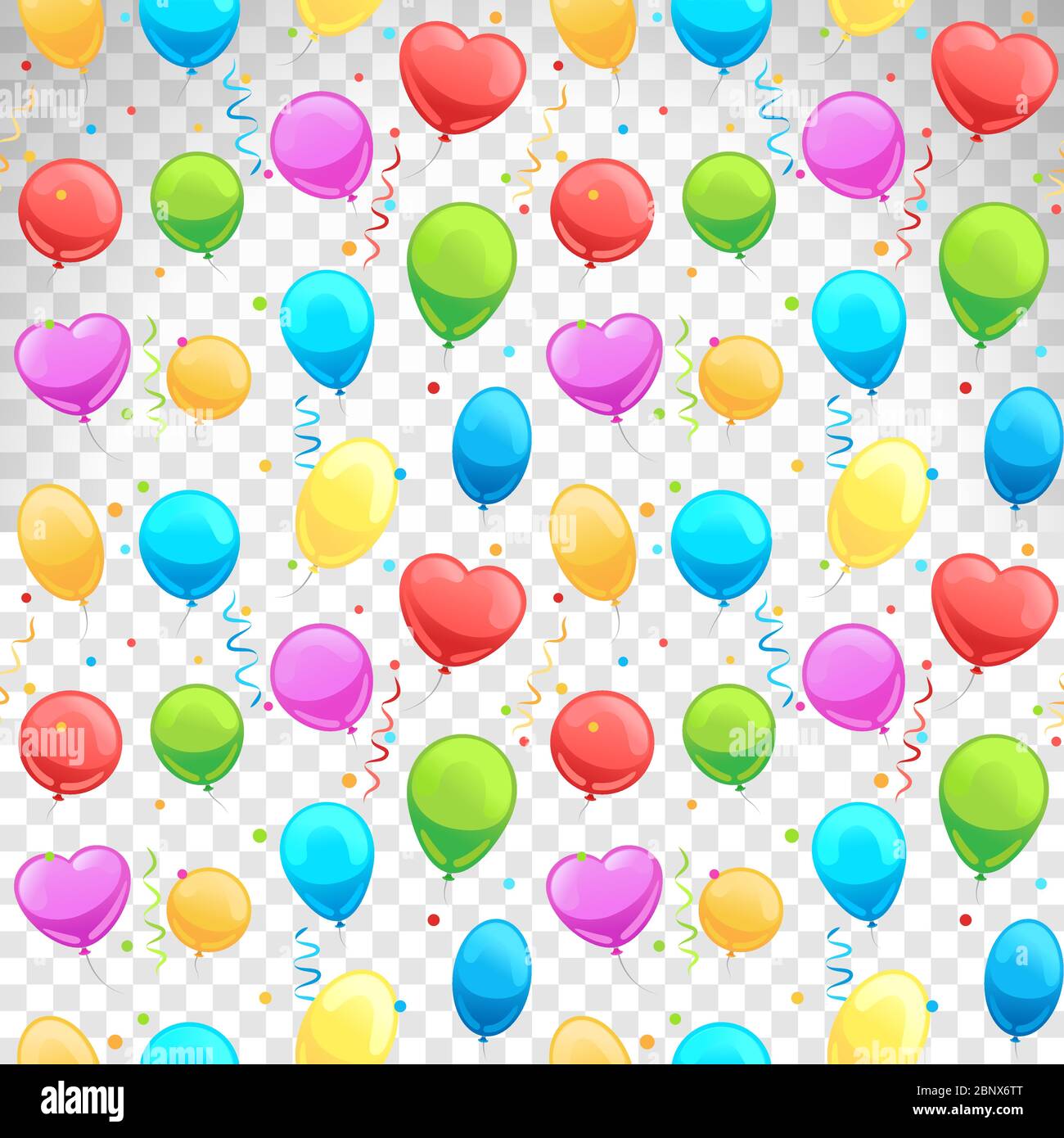 Balloons seamless pattern with transparent background vector illustration Stock Vector Image ...