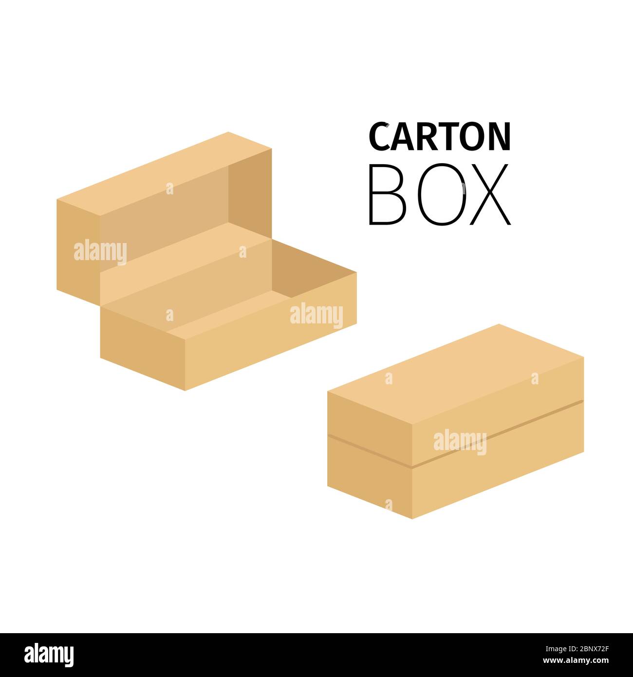 Small opened and closed carton box pack.Vector flat items isolated on ...