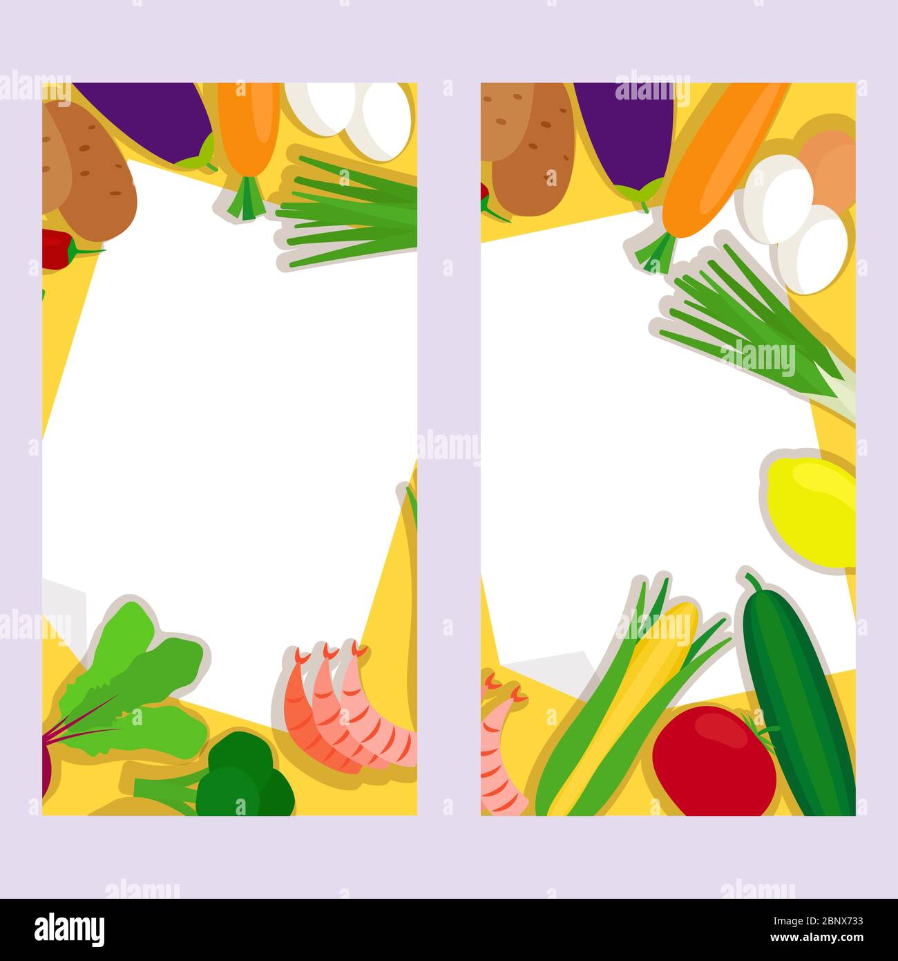 Healthy food vertical banners template set with white background ...