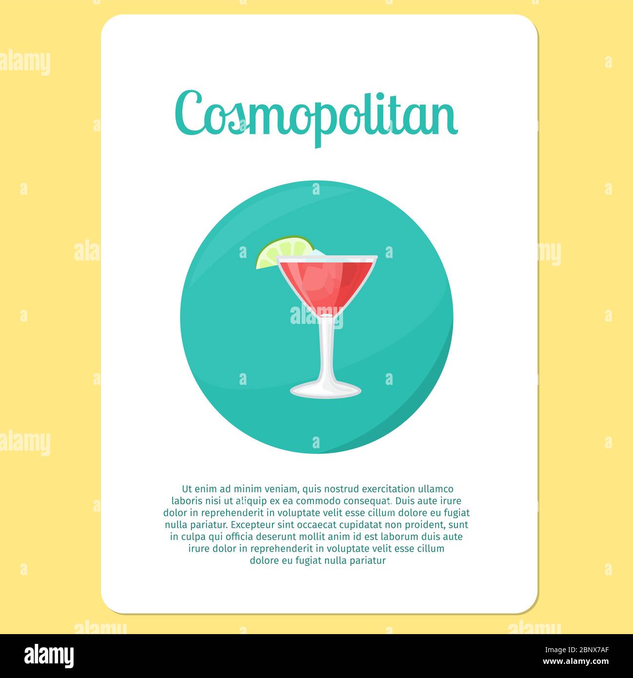 Cosmopolitan cocktail menu item or sticker. Party drink in circle icon ...