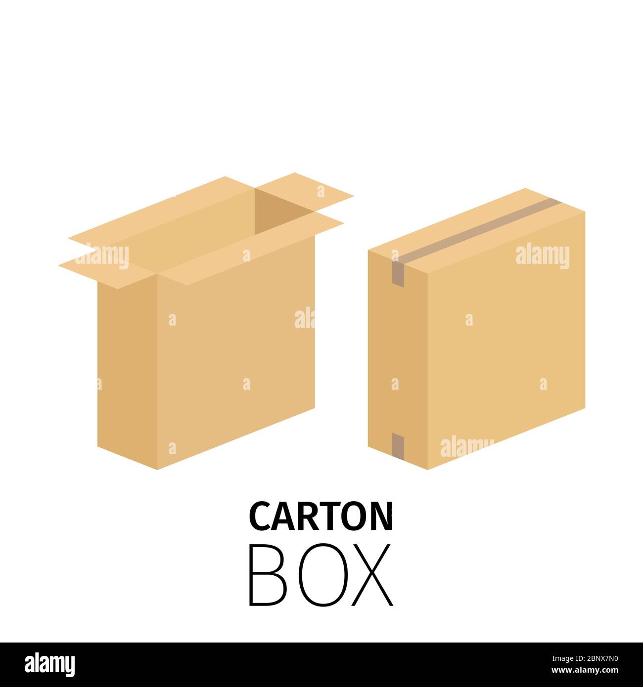 Carton vertical box pack. Vector flat items isolated on white. Closed ...