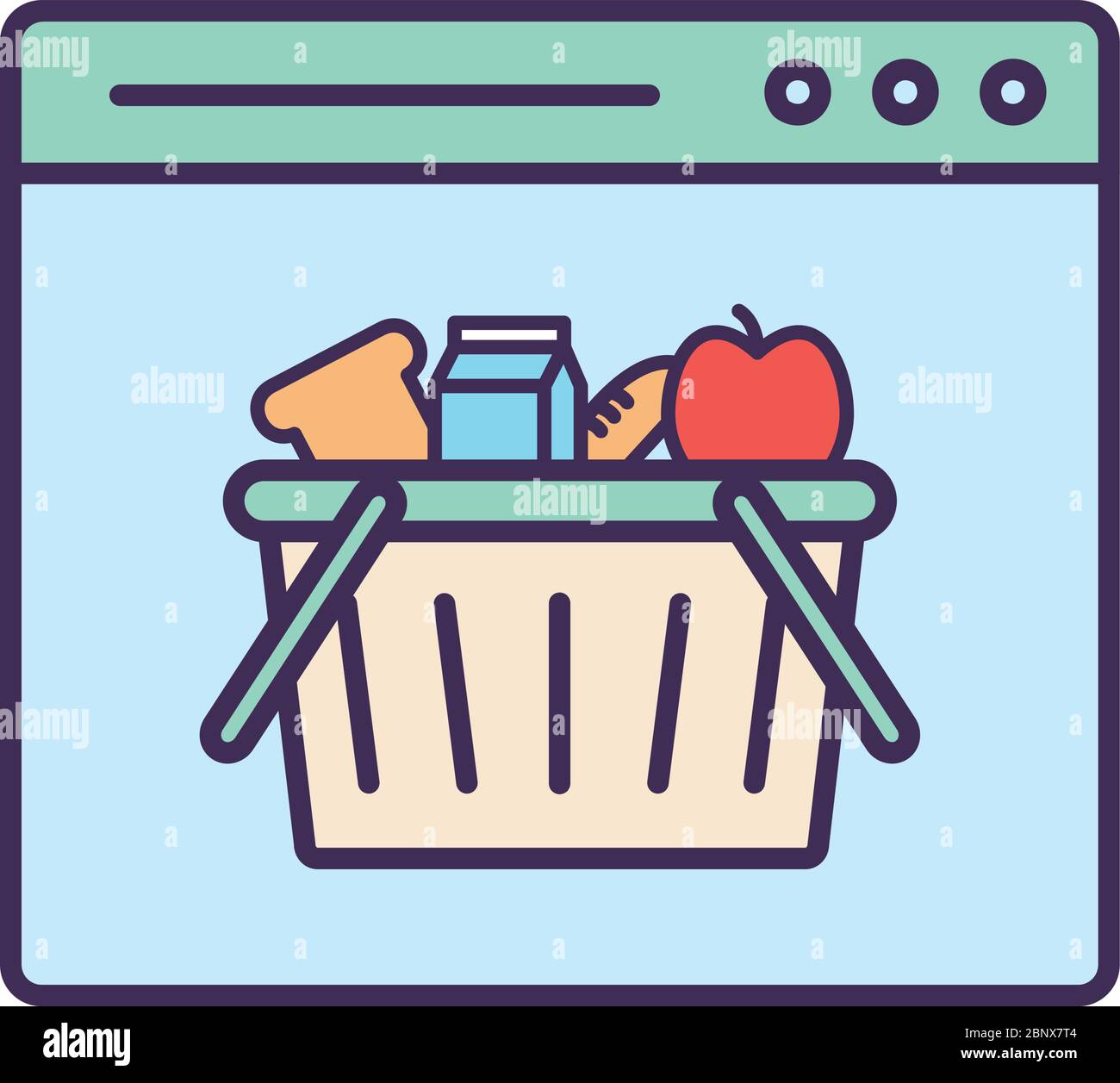 Shopping basket inside website line and fill style icon vector design ...