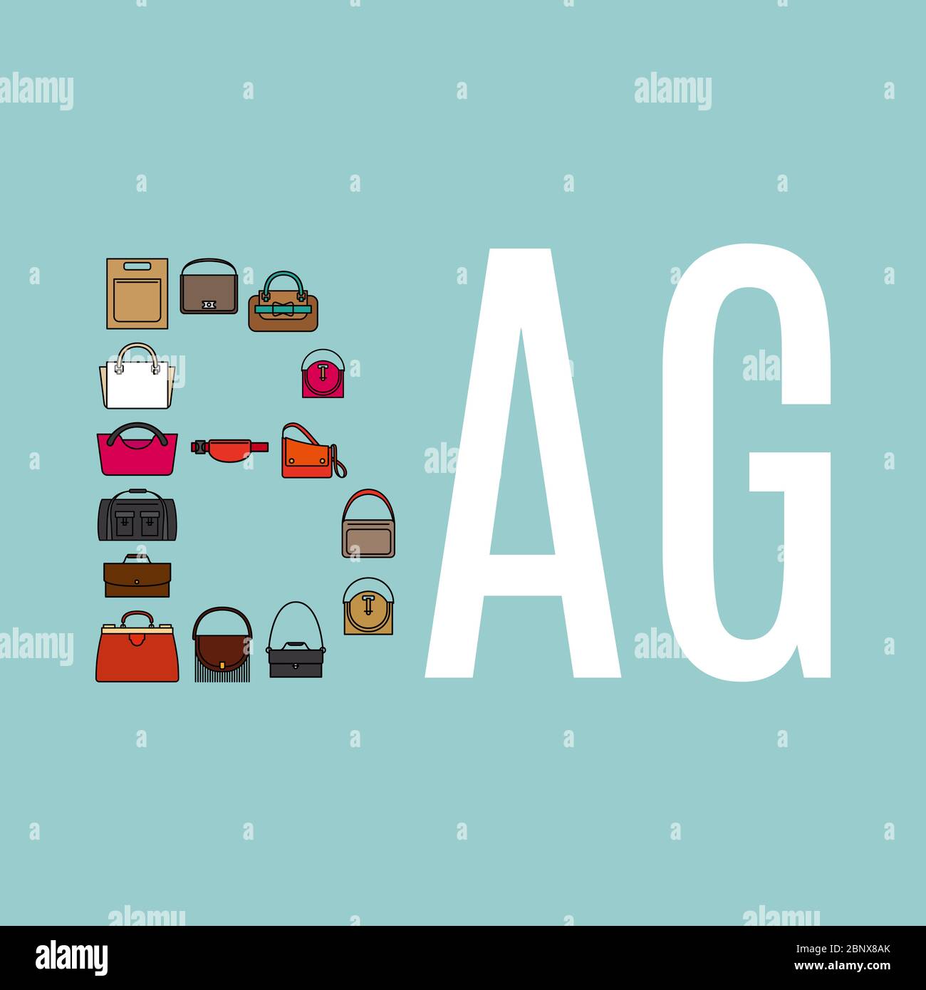 Word Bag with bag icons vector lettering design concept Stock Vector ...