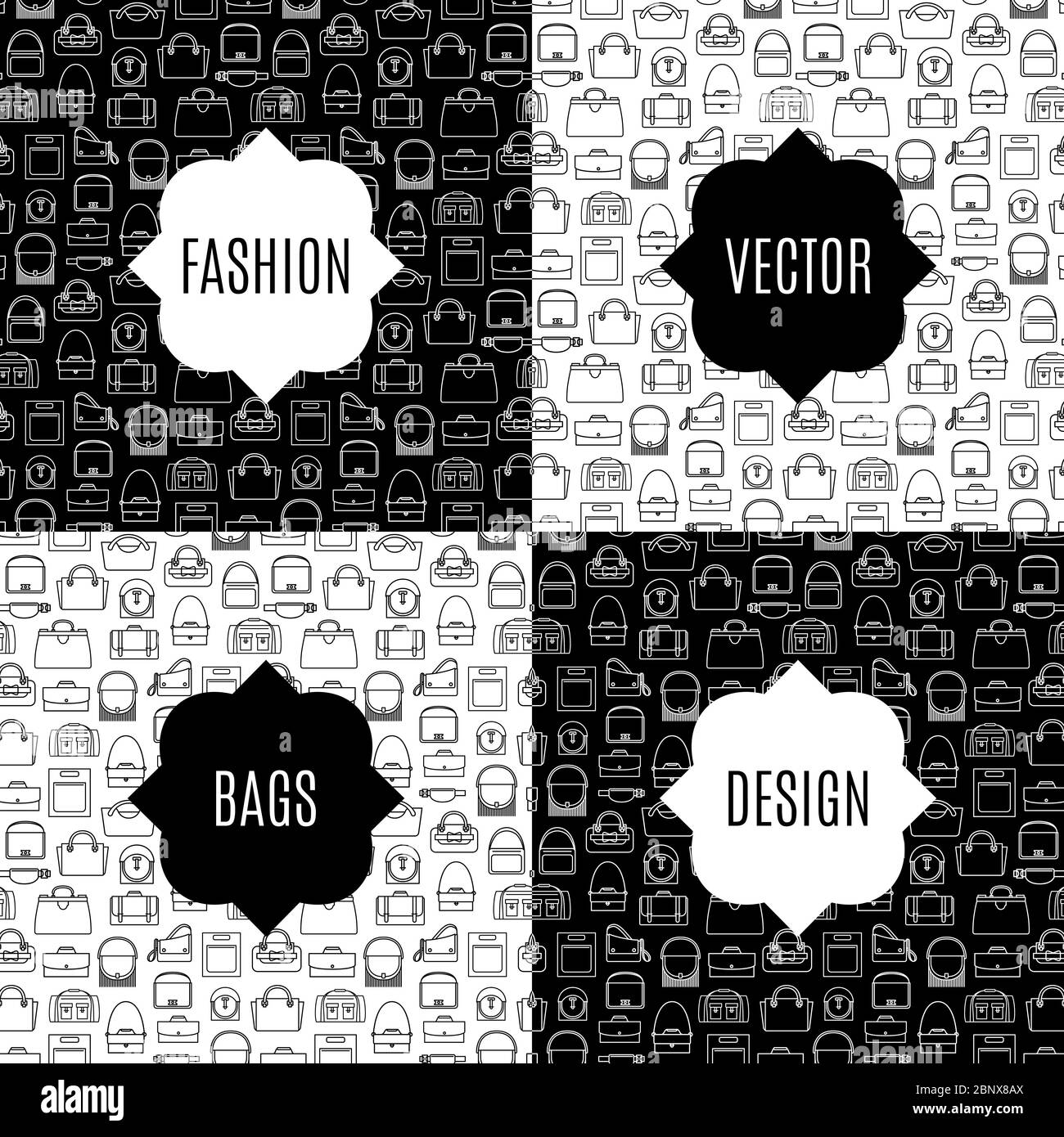 Seamless fashion bags pattern background Black and White Stock Photos ...