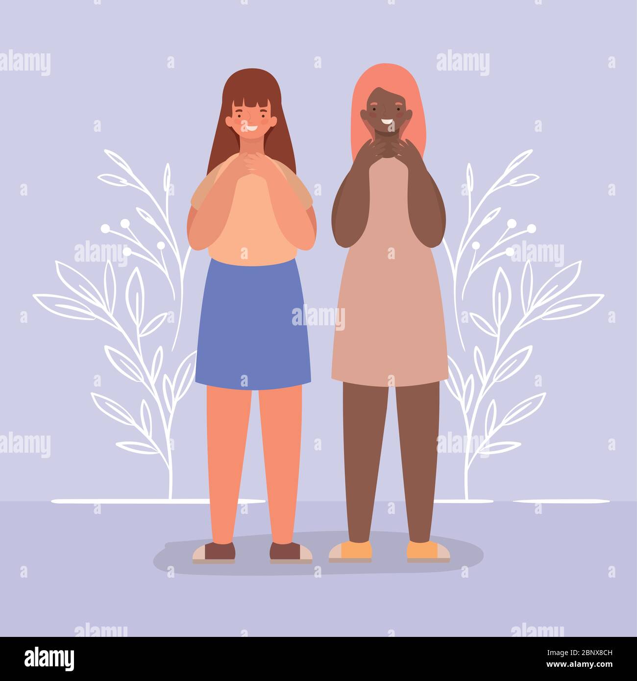 happy women cartoons with leaves vector design Stock Vector Image & Art ...