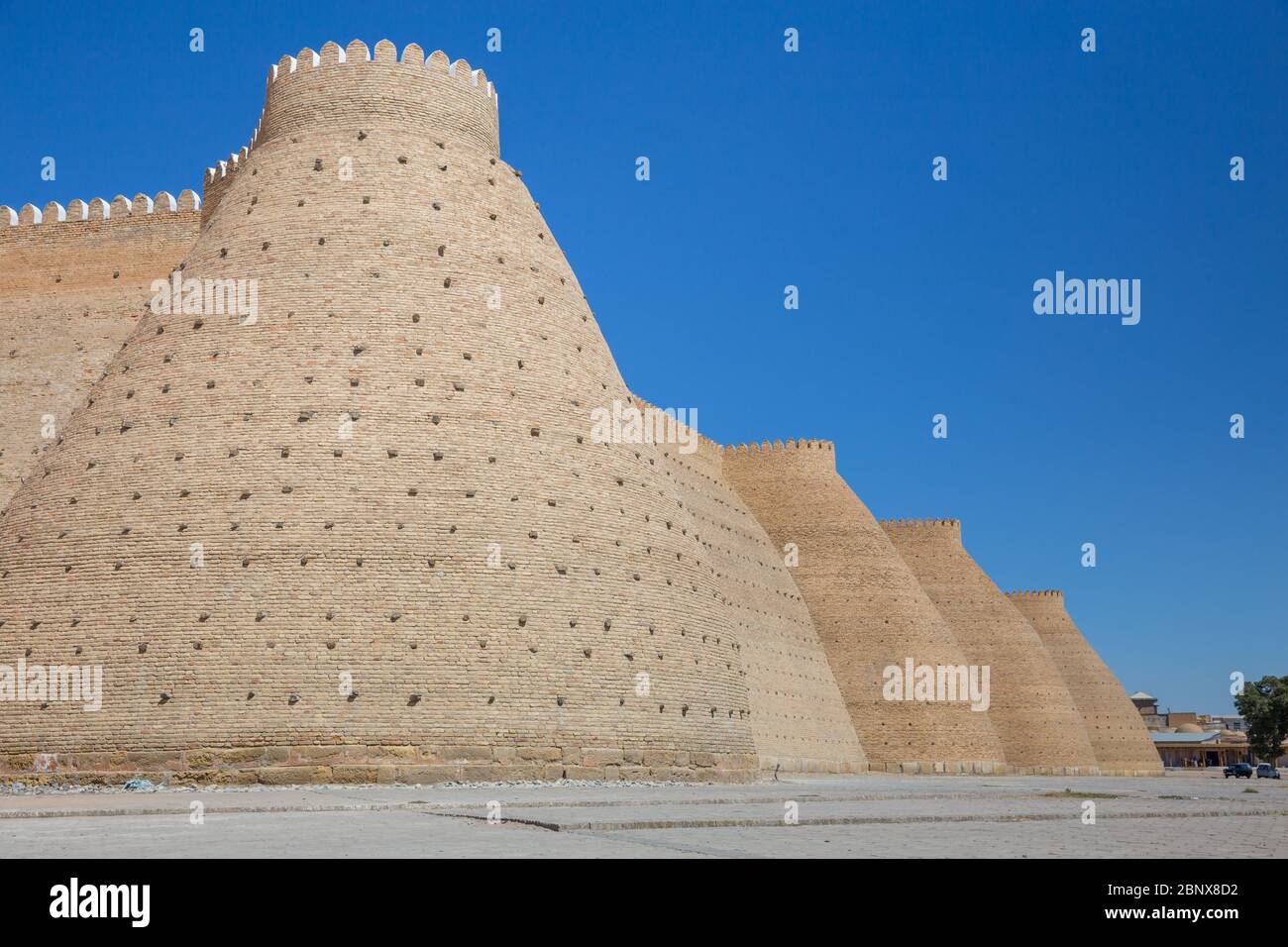 The wall of Ark Citadel of Bukhara, a massive fortress located in the ...