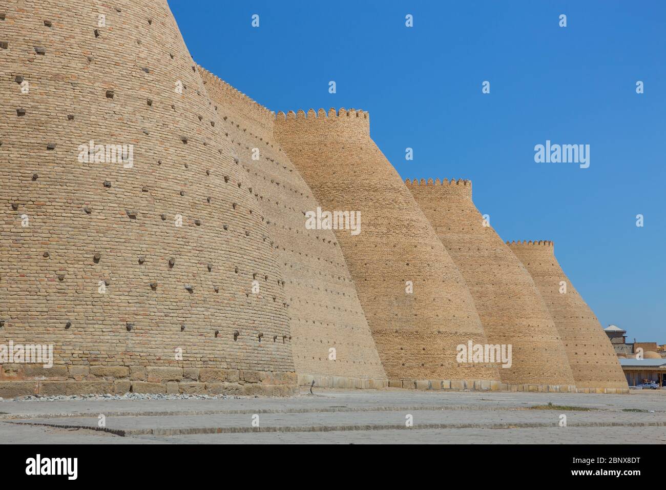 The wall of Ark Citadel of Bukhara, a massive fortress located in the ...