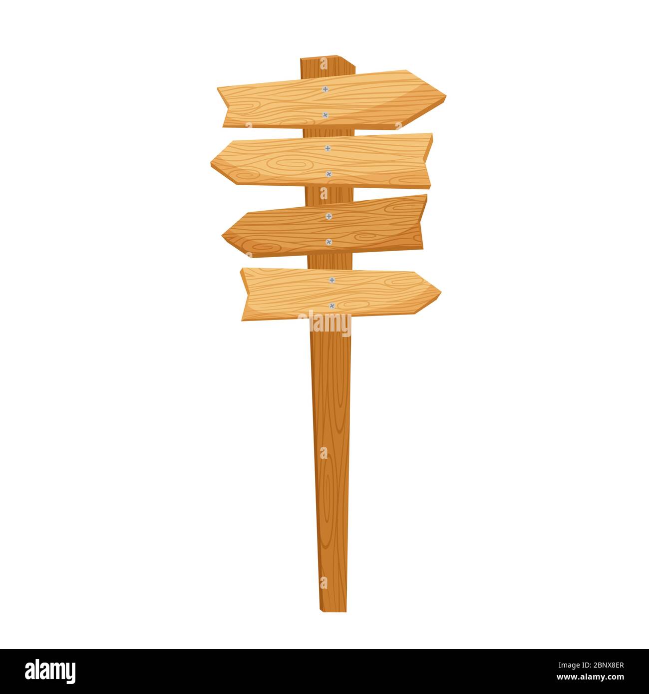 Wooden way direction sign isolated on white background. Vector ...