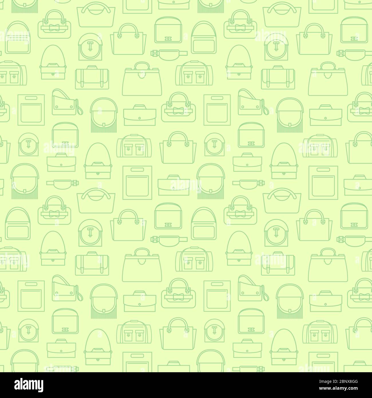 Green fashion bags in line art, seamless pattern. Vector illustration ...