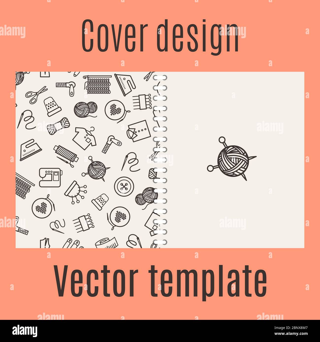 Cover design for print with sewing pattern. Vector illustration Stock ...