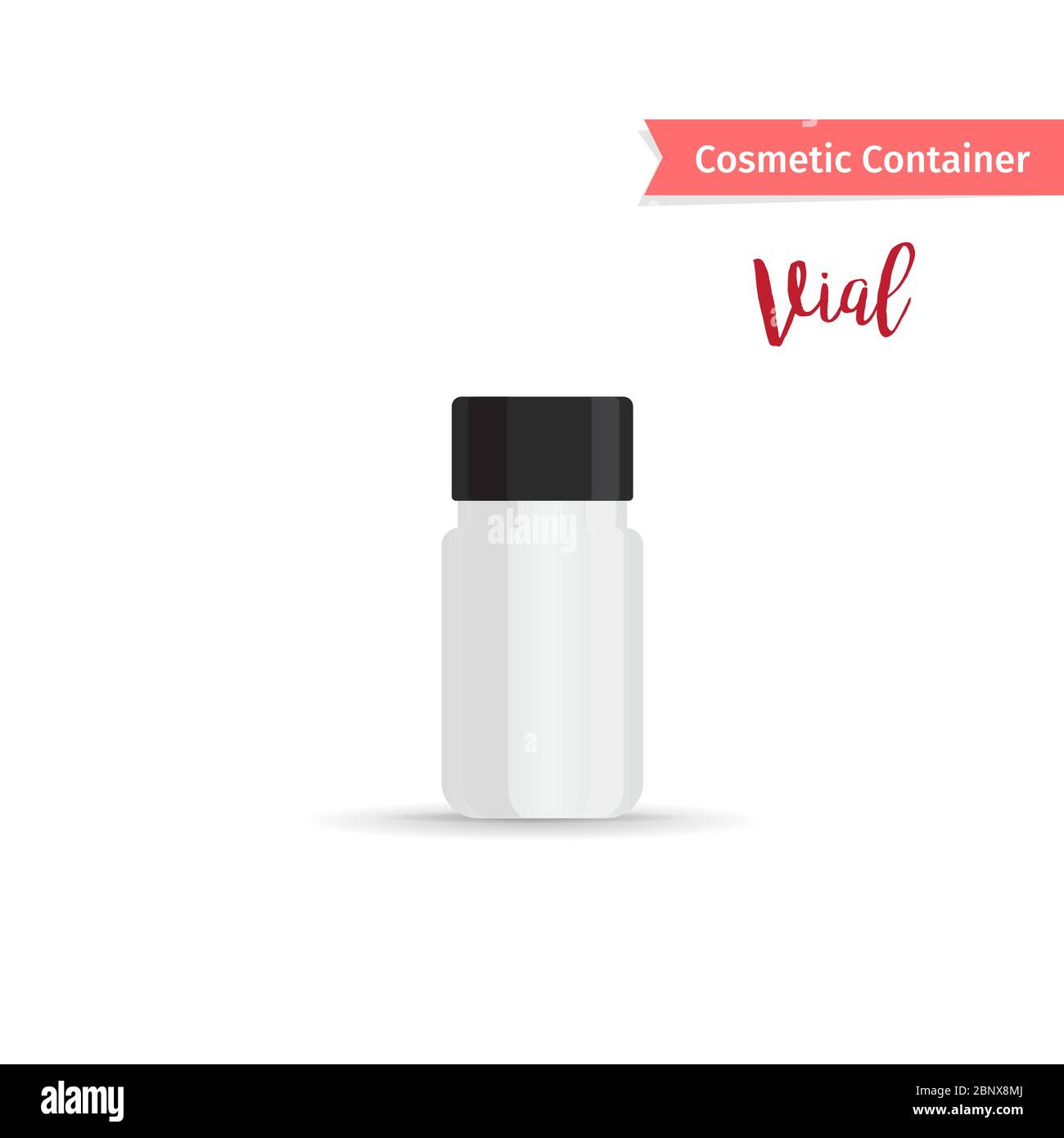 Cosmetic container. Realistic vial with black cap for cosmetic product ...