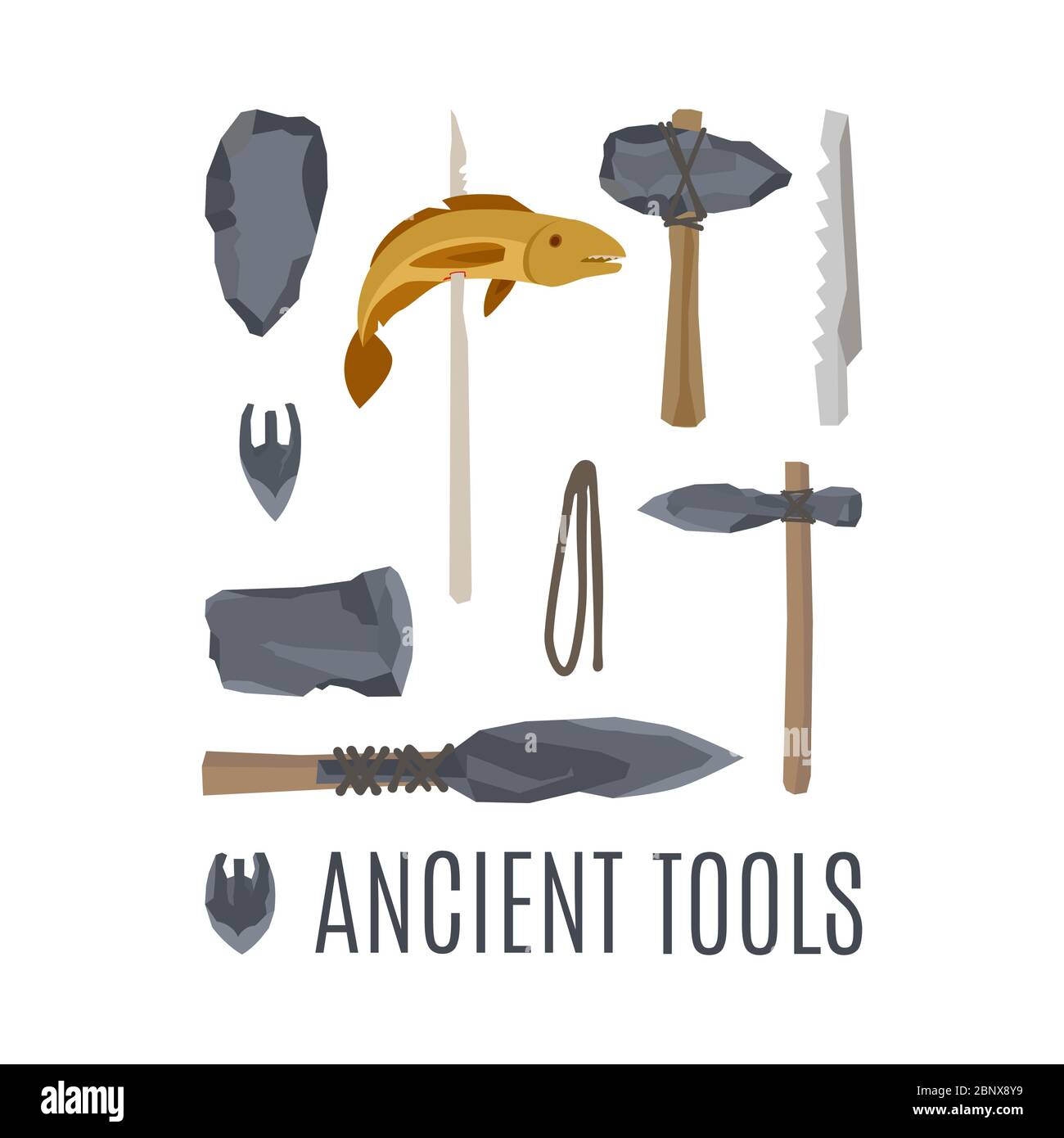Ancient tools, vector isloated set of elements for game design Stock ...
