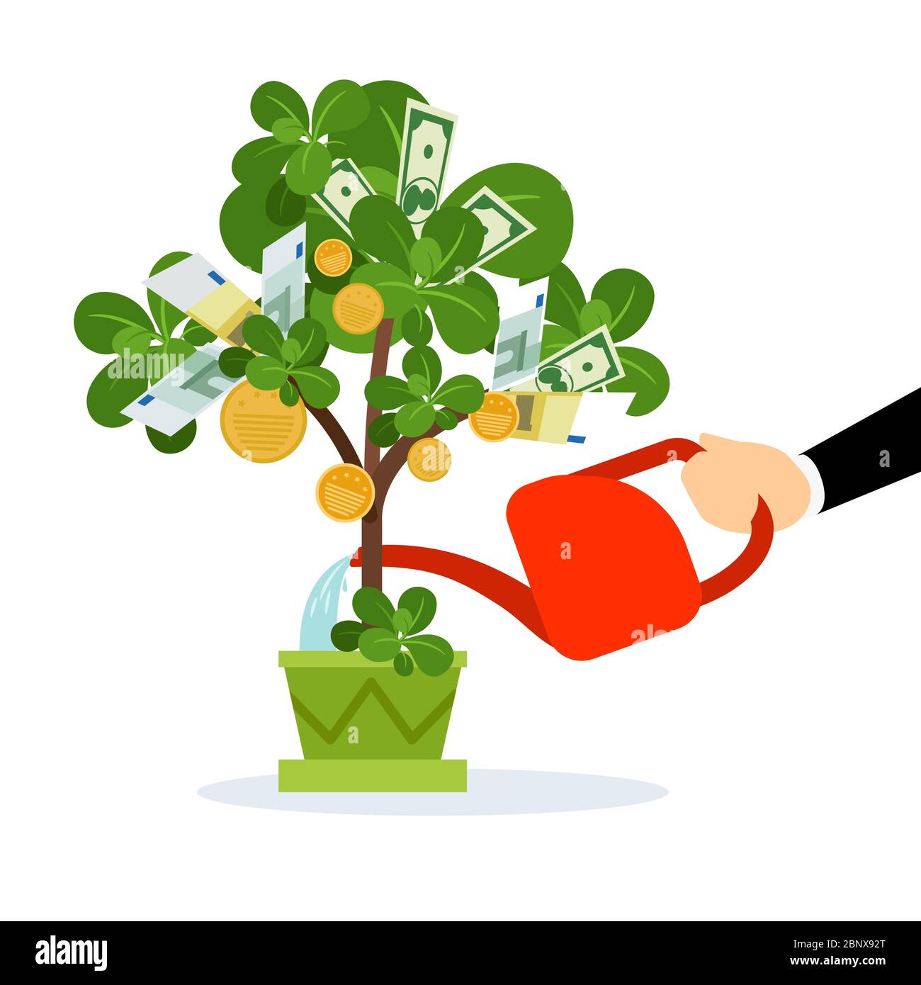 Watering Money Tree Clipart