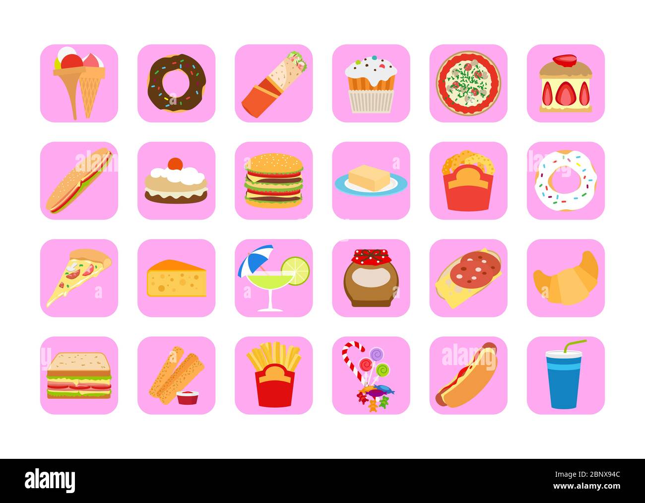 Sweets icons. Fatty food vector set for app design Stock Vector Image ...