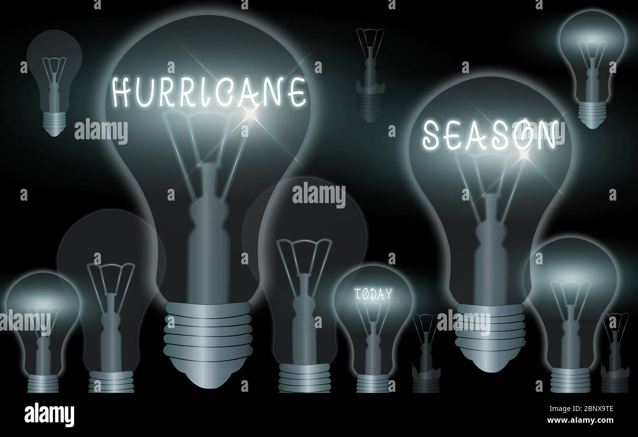 Word writing text Hurricane Season. Business photo showcasing time when ...