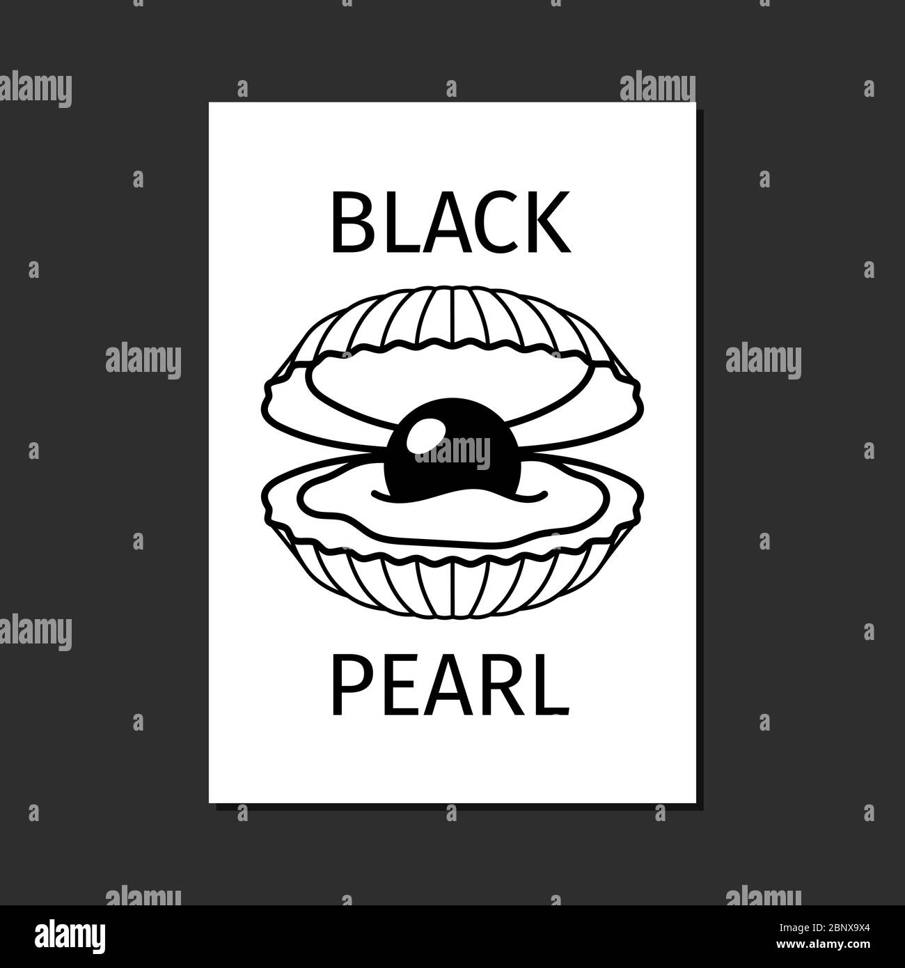 Black pearl in shell vector logo template in black and white colors ...