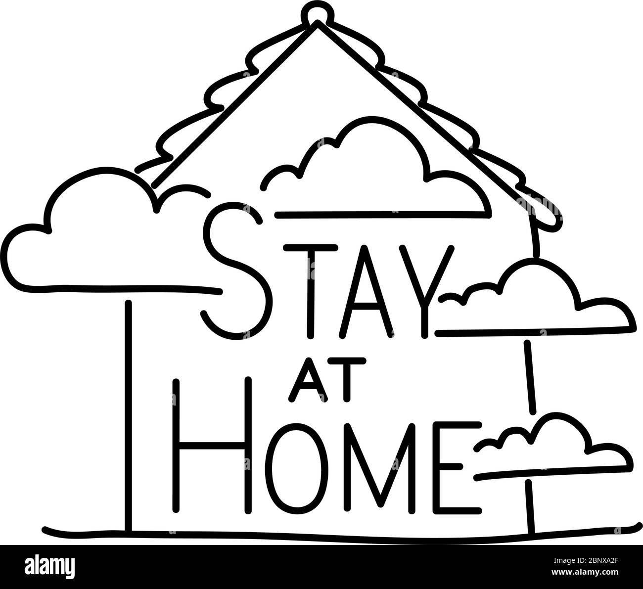 Stay at home text house and clouds vector design Stock Vector Image ...