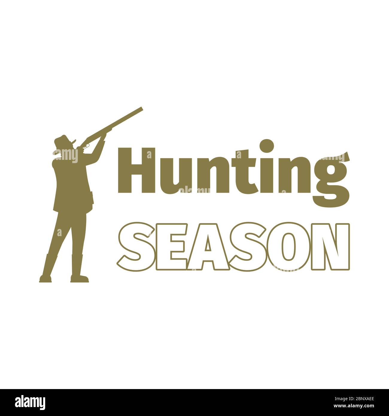 Hunting season logo template with hunting man, isolated on white ...