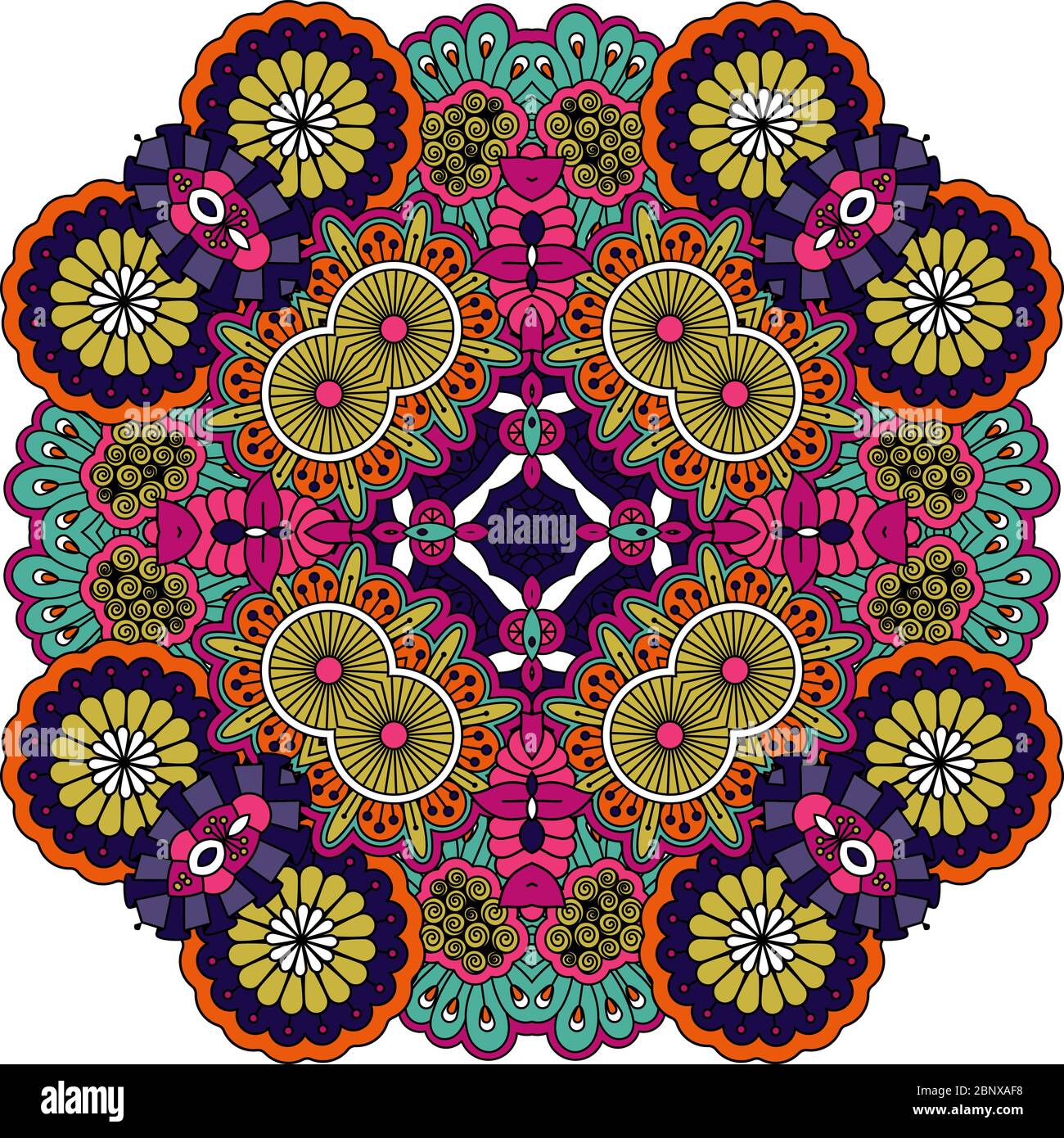 Colorful geometric designs on white background featuring floral motifs ...