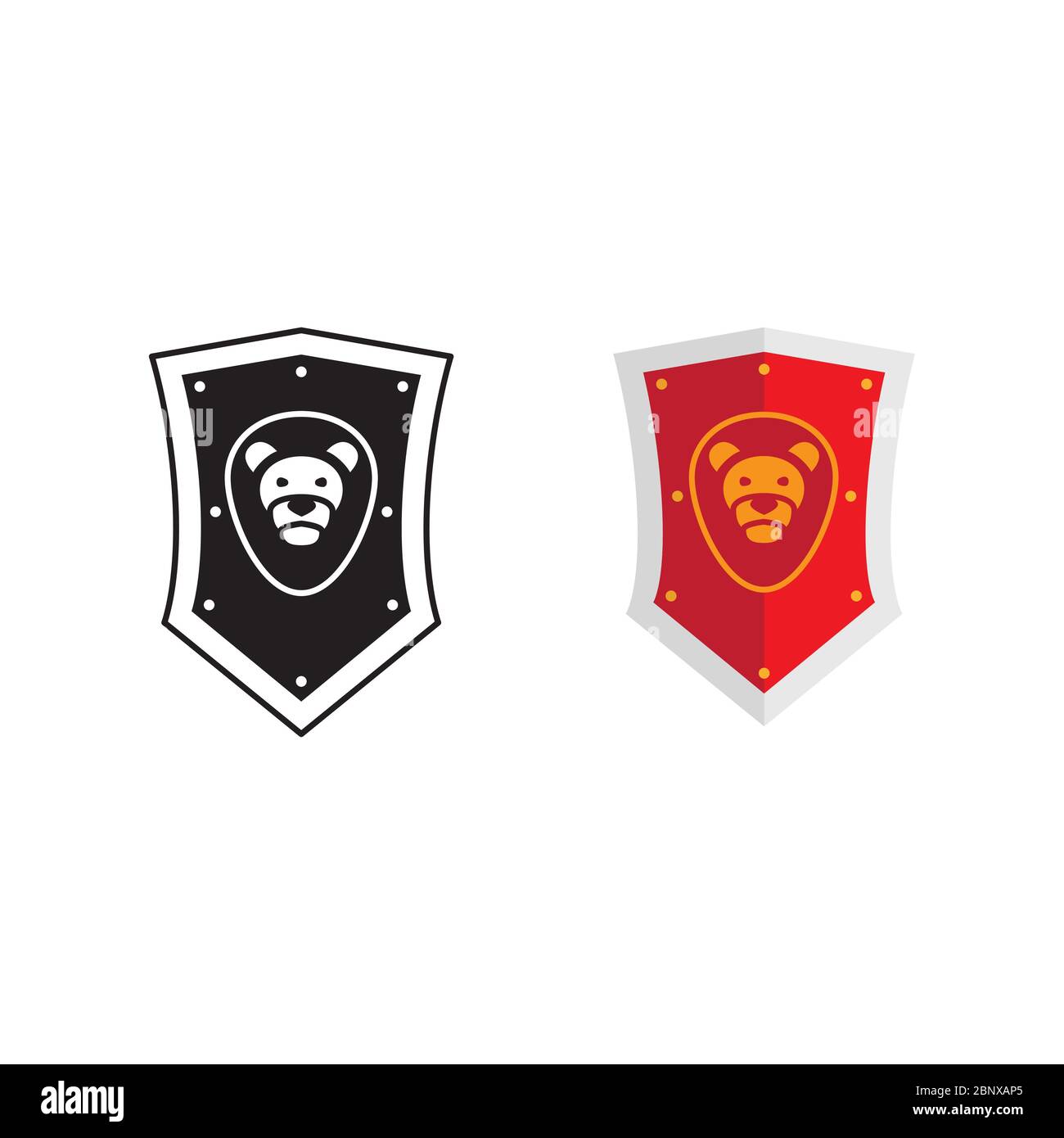 Medieval kingdom shield icon and silhouette isolated on white background. Vector illustration ...