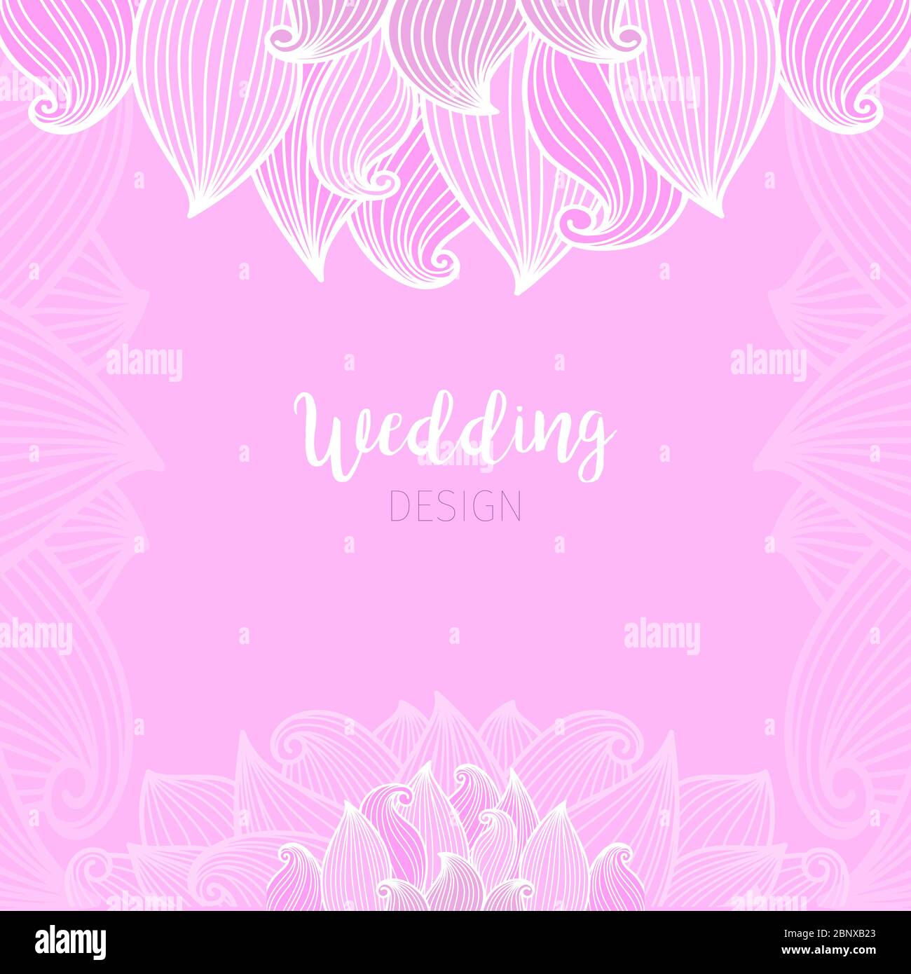Pink wedding romantic card with waves. Vector illustration Stock Vector ...