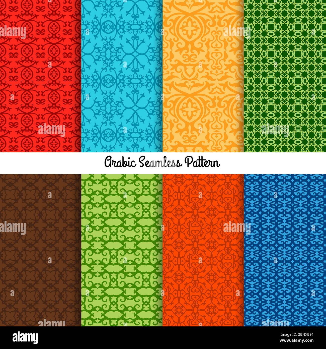 Colored traditional arabic patterns set. Vector illustration Stock ...