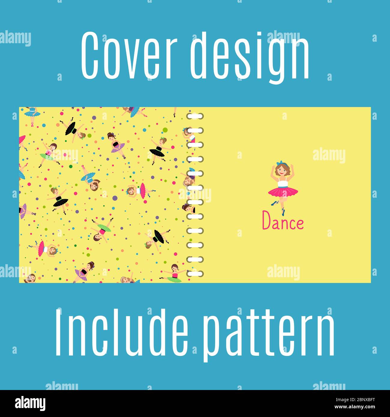 Cover design for print with dancing girls pattern. Vector illustration ...