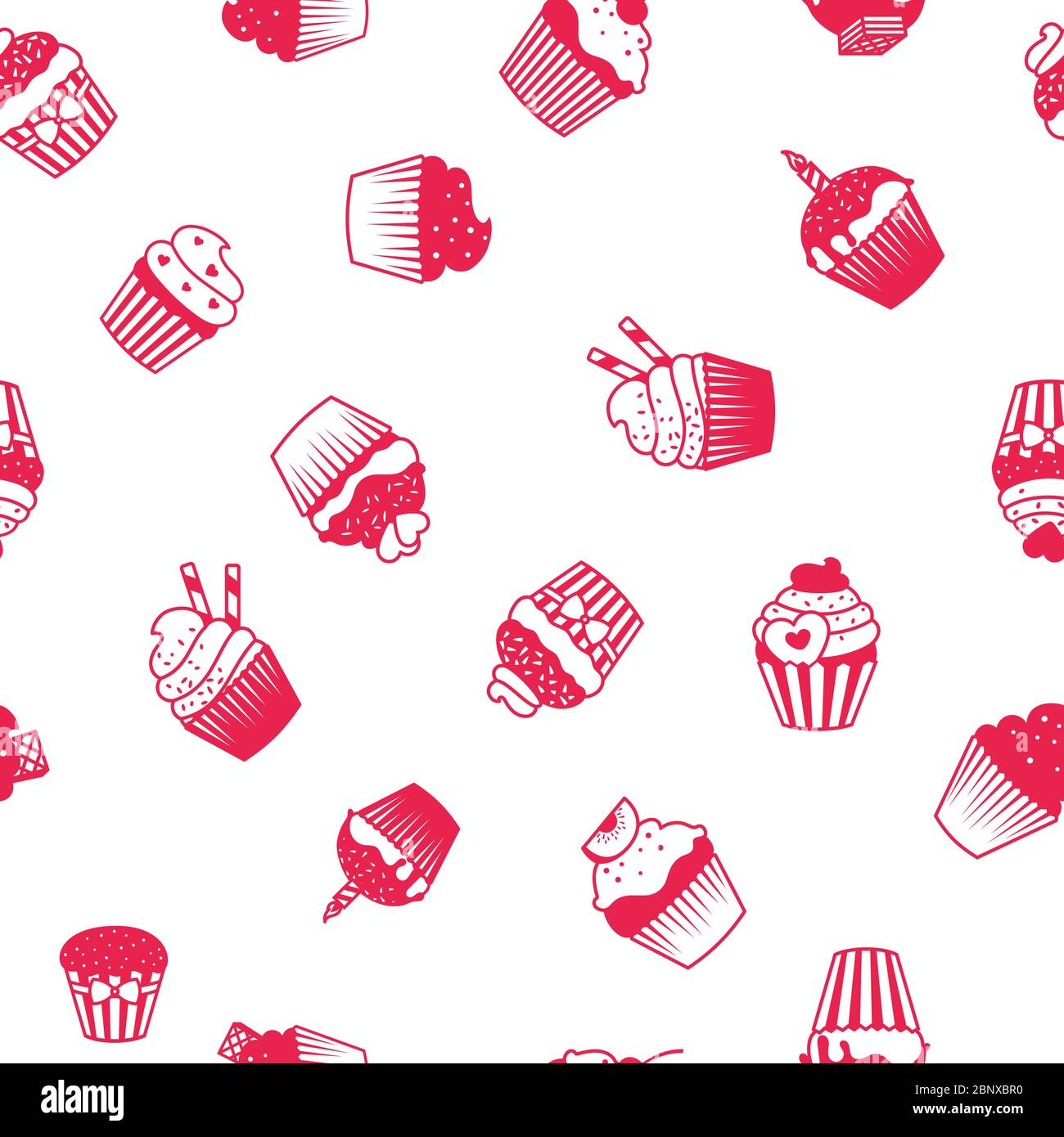 Muffin red and white pattern. Birthday cup cakes decorative background ...