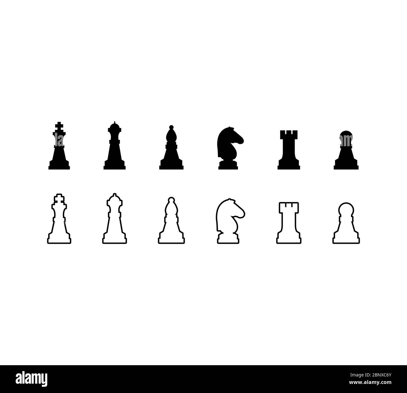 Chess pieces black and white icons set. Vector illustration Stock ...