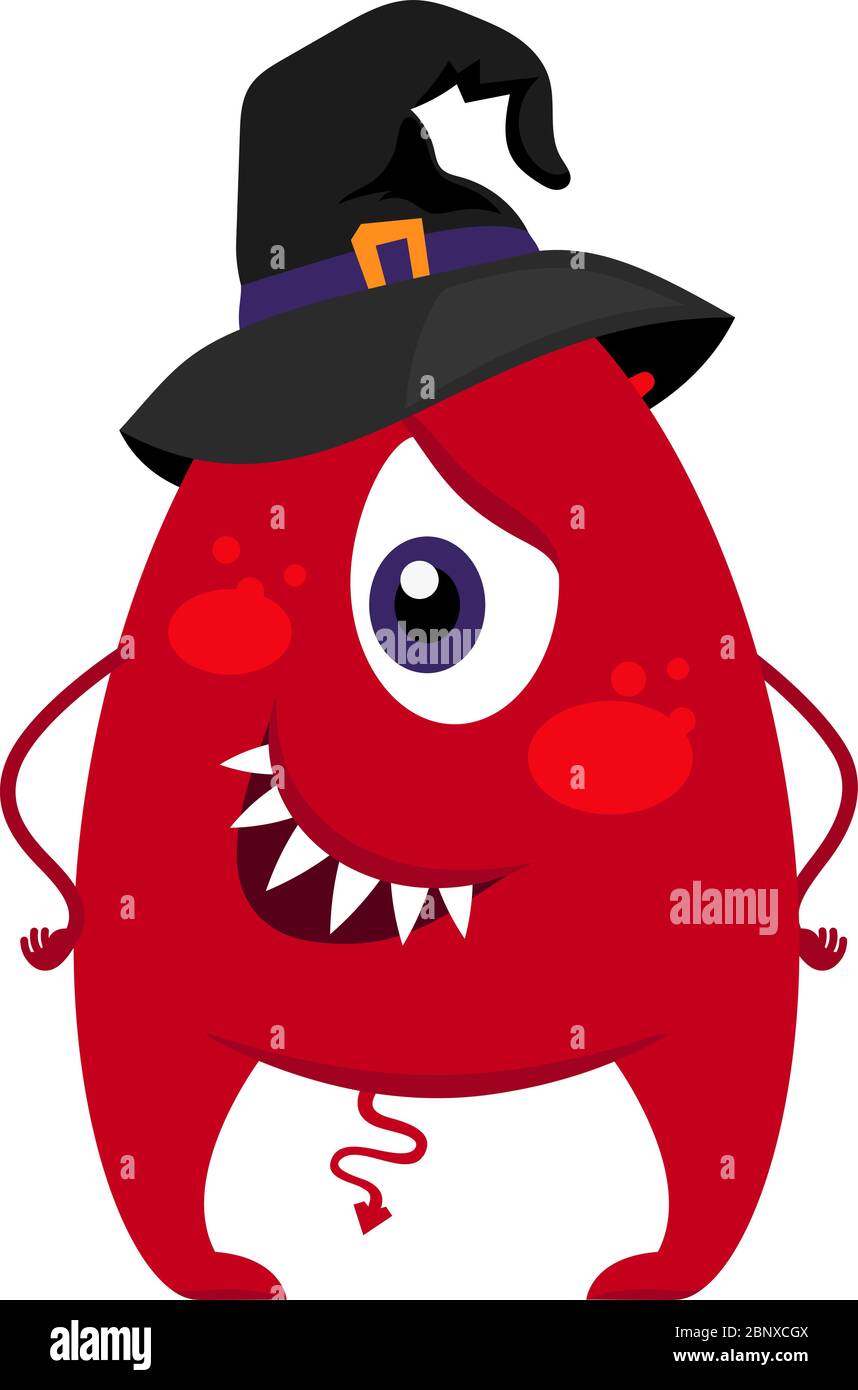 Halloween monster in witch hat vector isolated on white background ...
