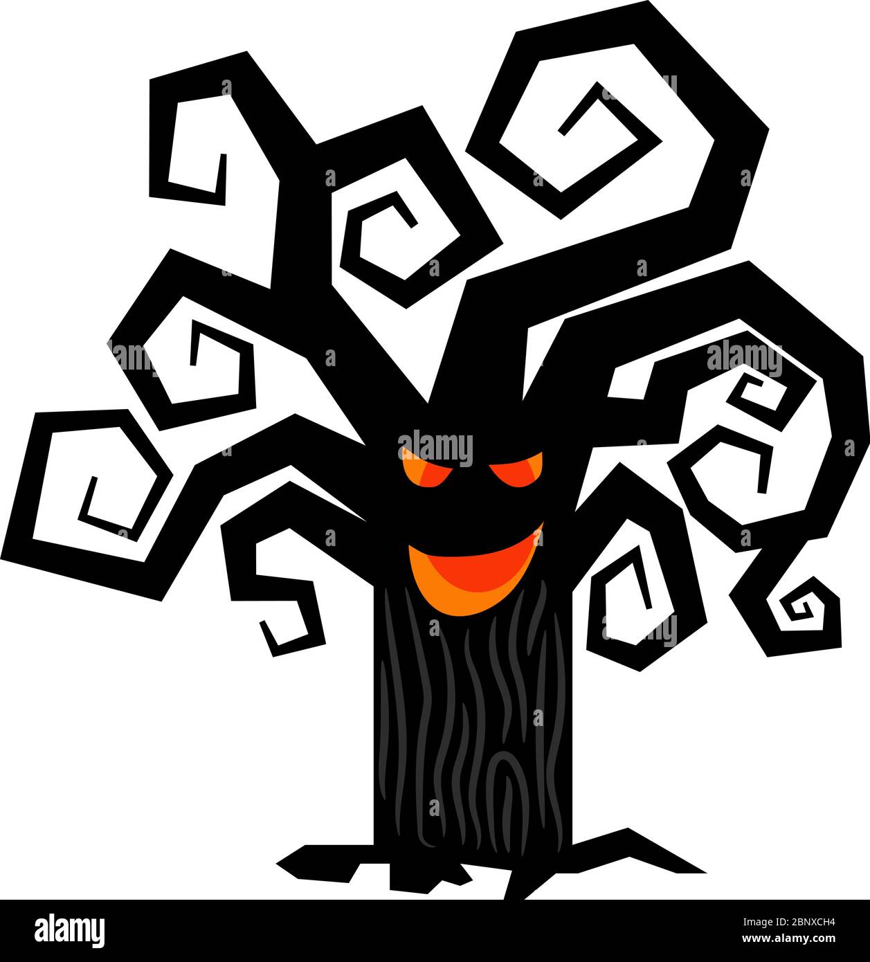 Scary halloween tree. Vector spooky creepy dark treesisolated Stock ...