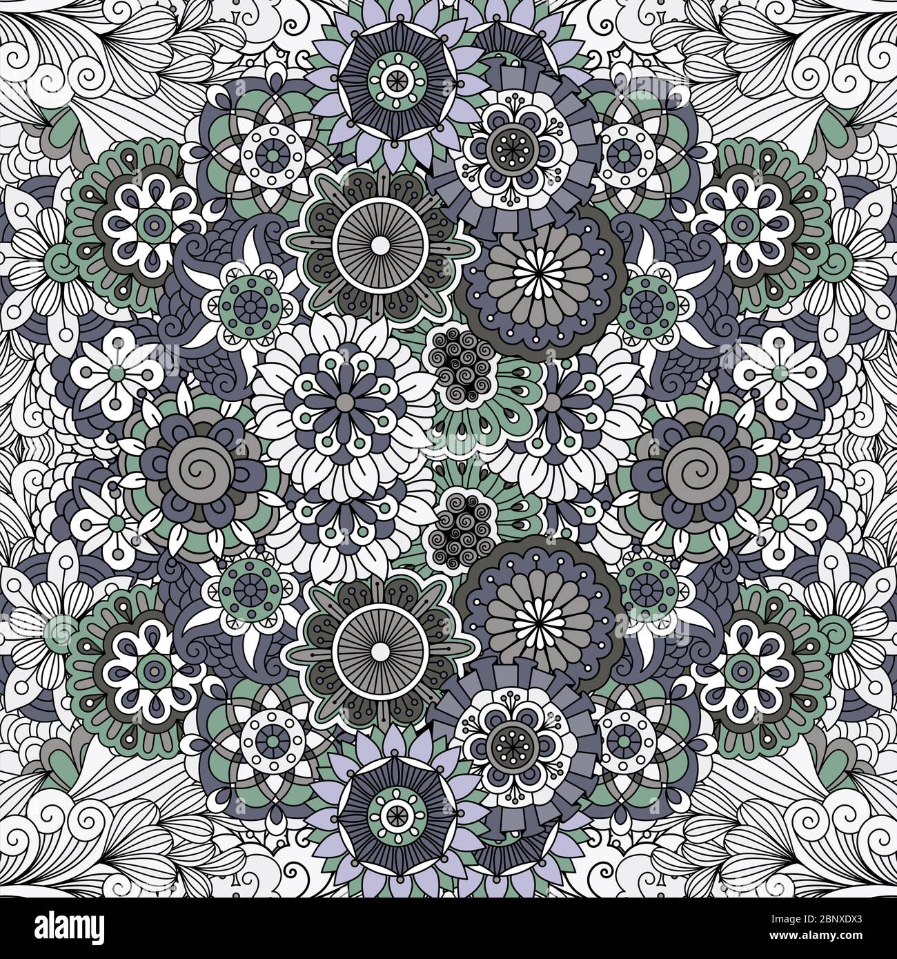 Black and white floral mandala like pattern. Vector illustration Stock ...