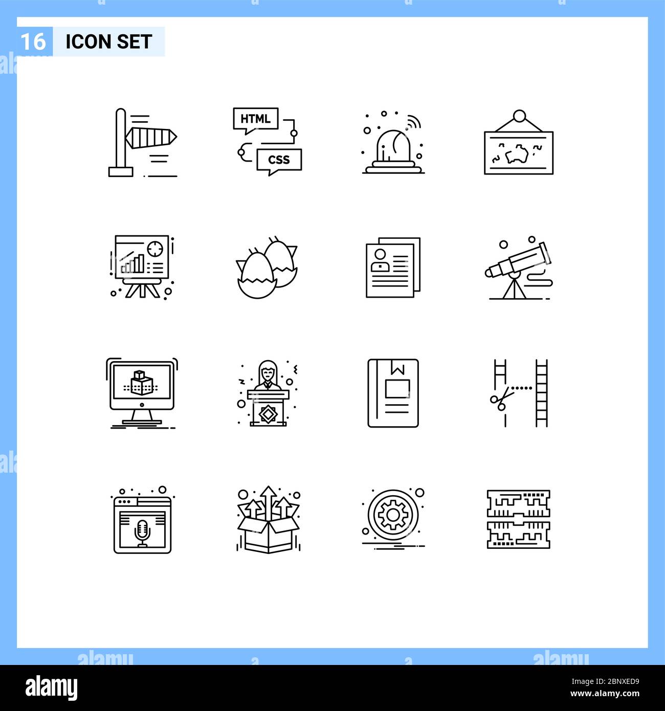 Stock Vector Icon Pack of 16 Line Signs and Symbols for chart, picture ...