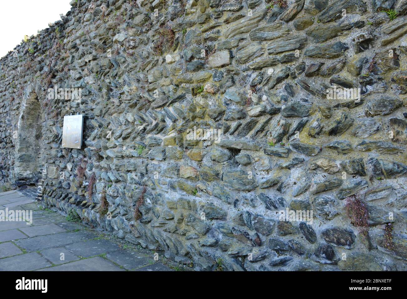 The typical Herring Bone style of wall at Holyhead Roman Fort on ...