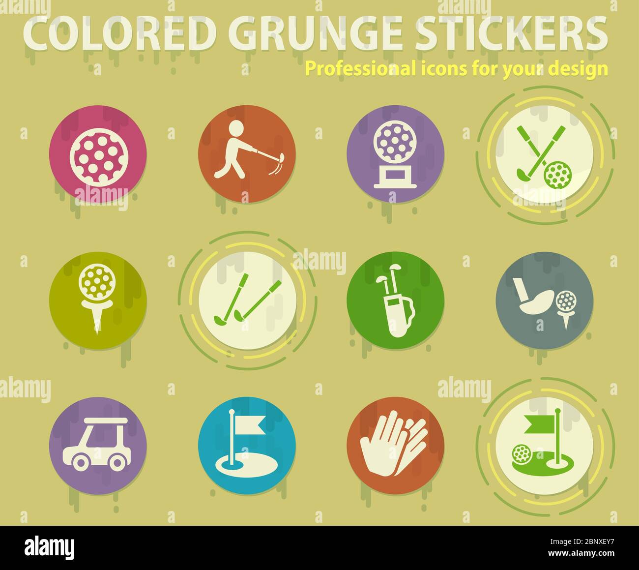 golf colored grunge icons Stock Vector Image & Art - Alamy