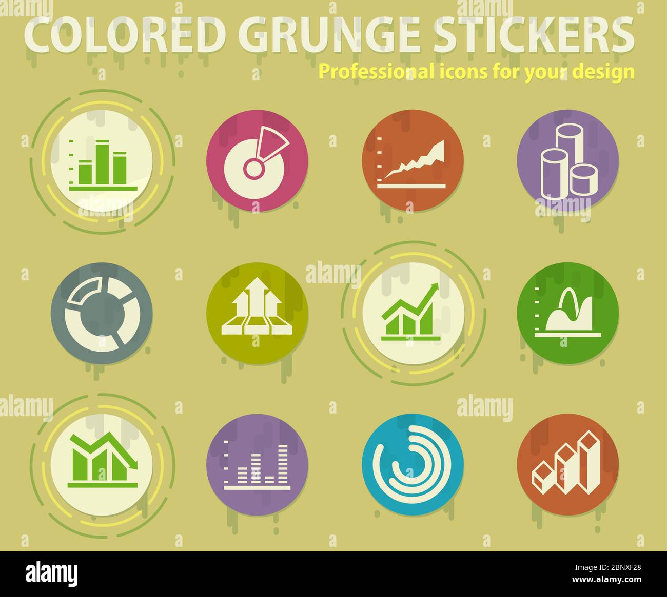 graphs and charts colored grunge icons Stock Vector Image & Art - Alamy