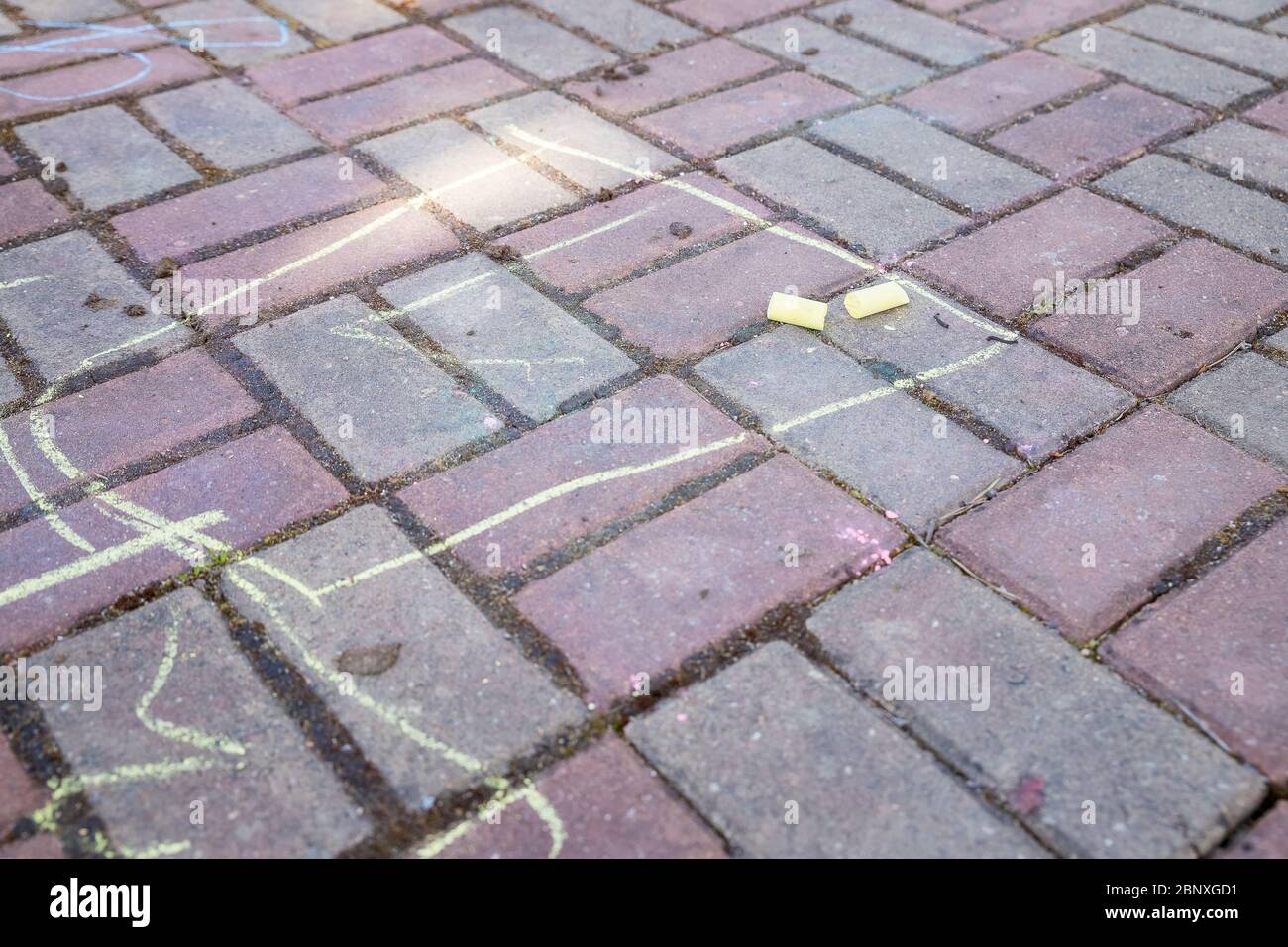 children draw with crayons on the pavement.hand drawing with colorful ...